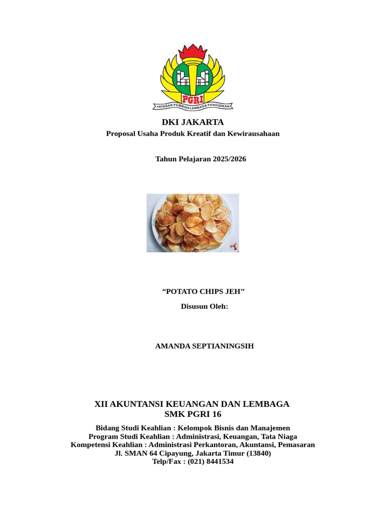 Proposal Usaha Potato Chips Jeh 2025 | PDF