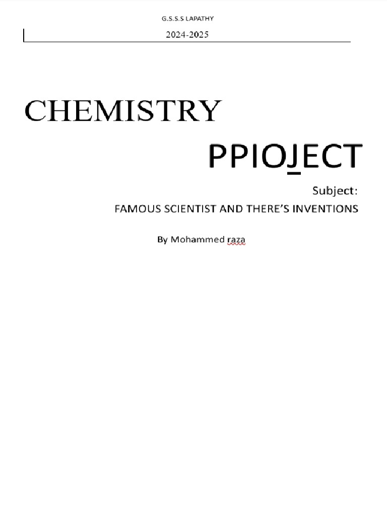 Front Page Project Chemistry | PDF