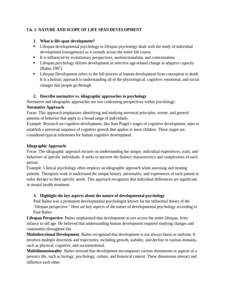 Life Span Development Unit 1 | PDF | Developmental Psychology ...