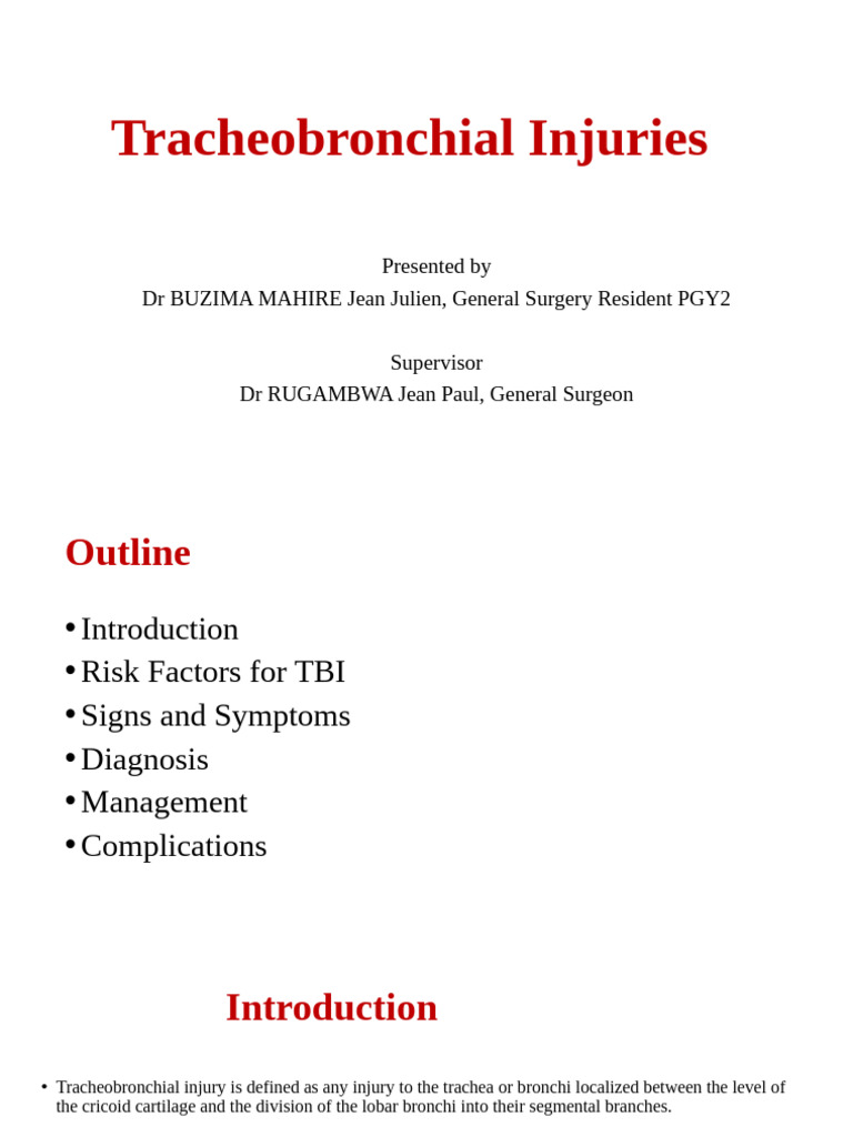 Tracheobronchial Injury Overview | PDF | Medical Emergencies | Pulmonology