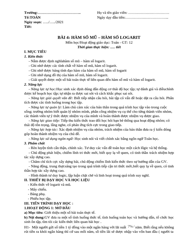 GT12-C2-B4-HÀM SỐ MŨ VÀ HÀM SỐ LOGARIT | PDF
