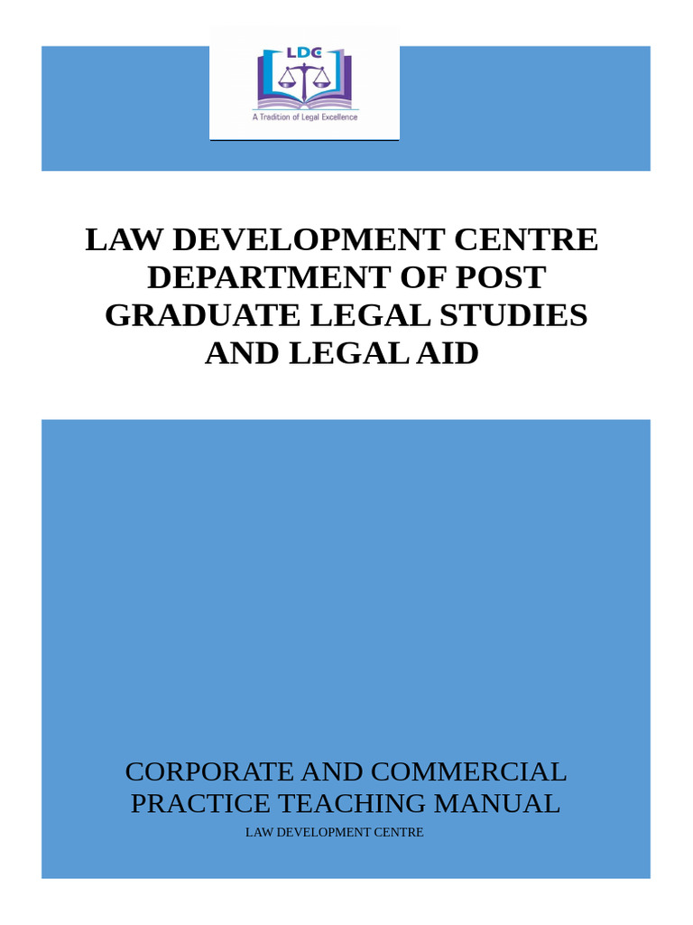 CORPORATE AND COMMERCIAL PRACTICE - Draft Teaching Manual | PDF ...