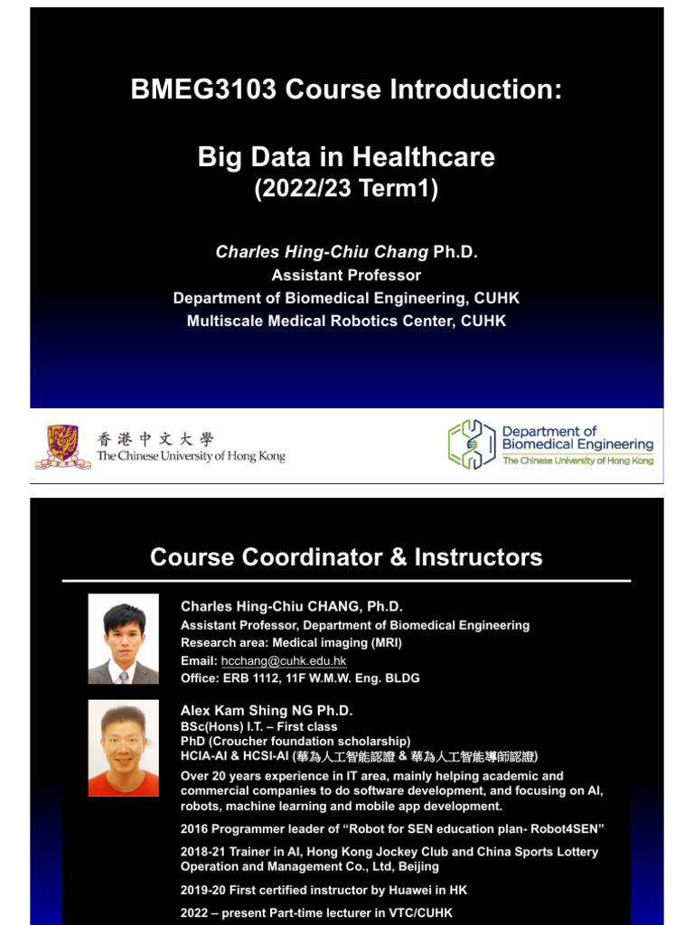 Big Data in Healthcare Course Intro | PDF | Engineering