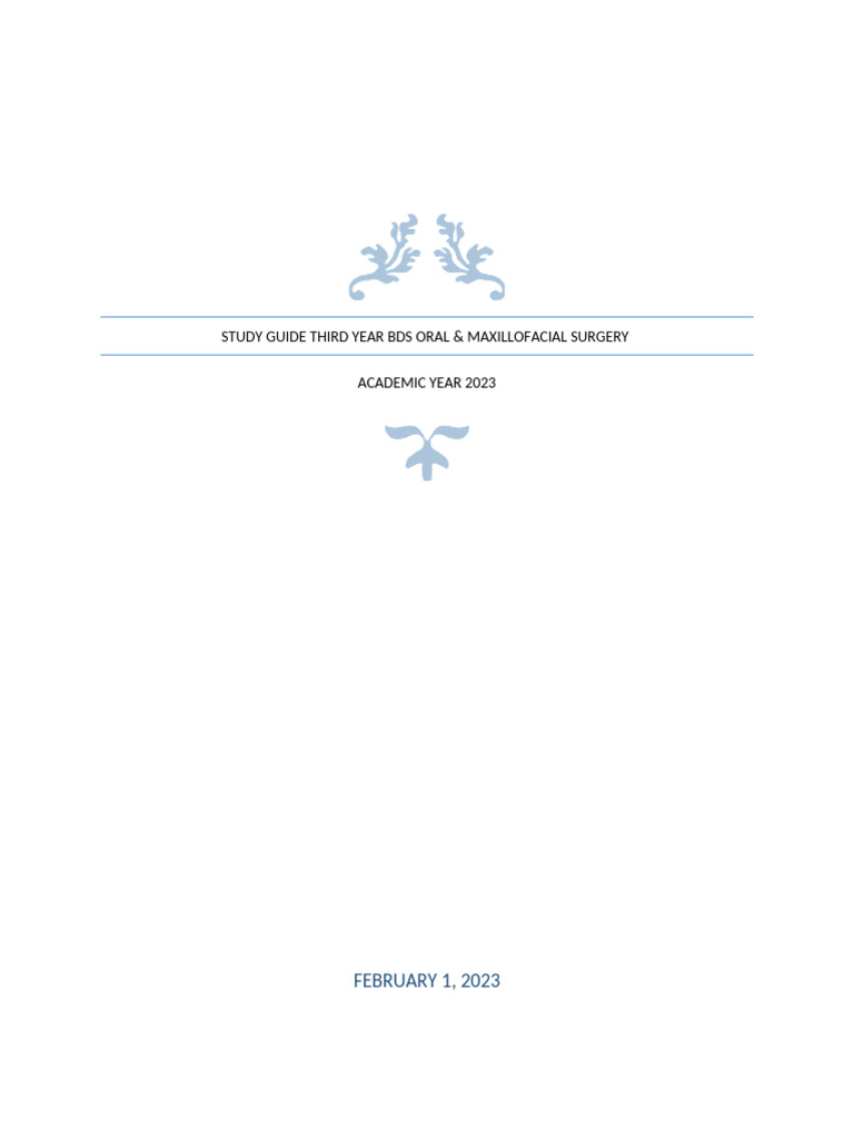 3rd Year BDS OMFS Study Guide | PDF | Human Tooth | Surgery