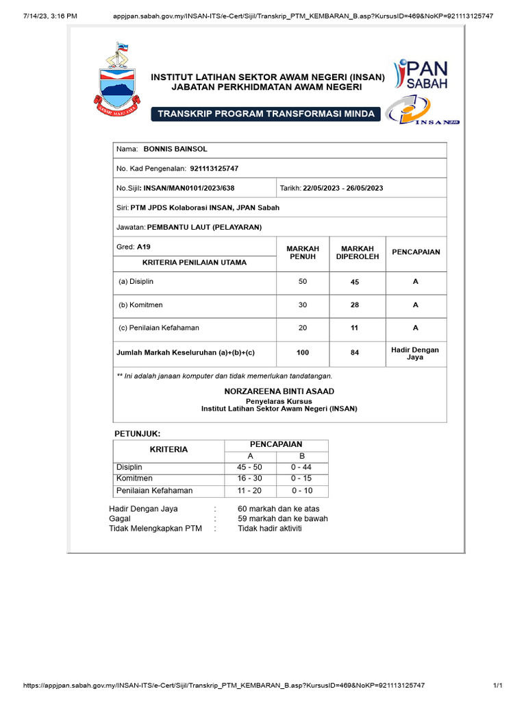 Bonnis Markah PTM 2 | PDF