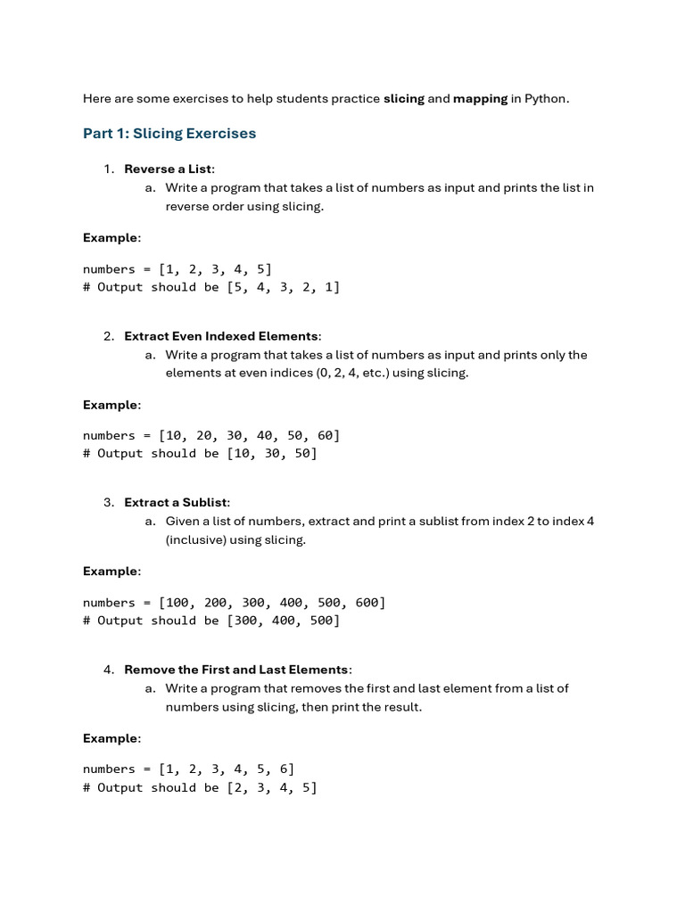 map and slicing | PDF | String (Computer Science) | Function (Mathematics) map and slicing | PDF | String (Computer Science) | Function (Mathematics)