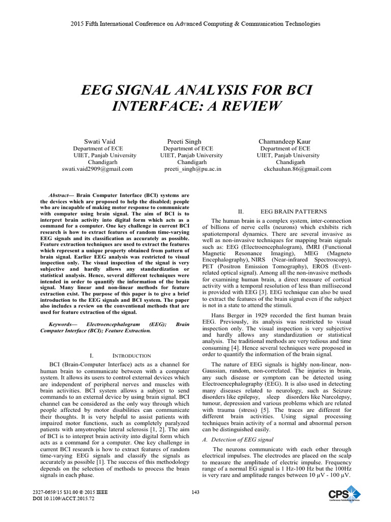 2015-EEG SIGNAL ANALYSIS FOR BCI | PDF | Electroencephalography | Neuroscience