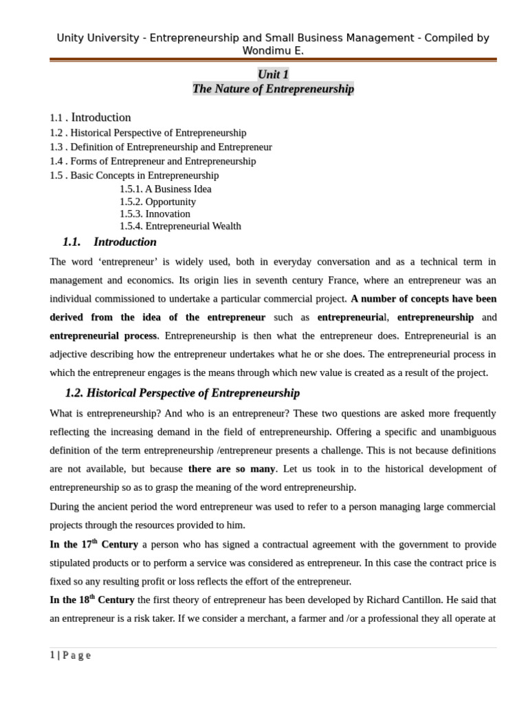 Entrepreneurship - Unit 1 - 4 Revised | PDF | Entrepreneurship | Startup Company