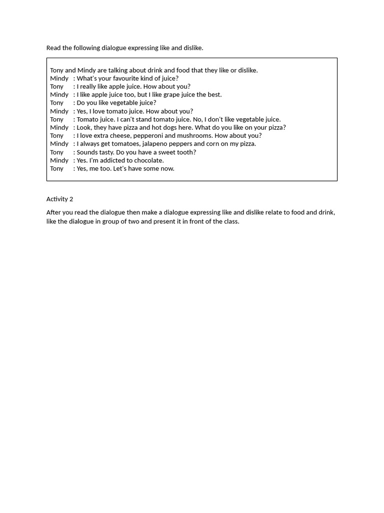 Text Dialogue Like Dislike | PDF
