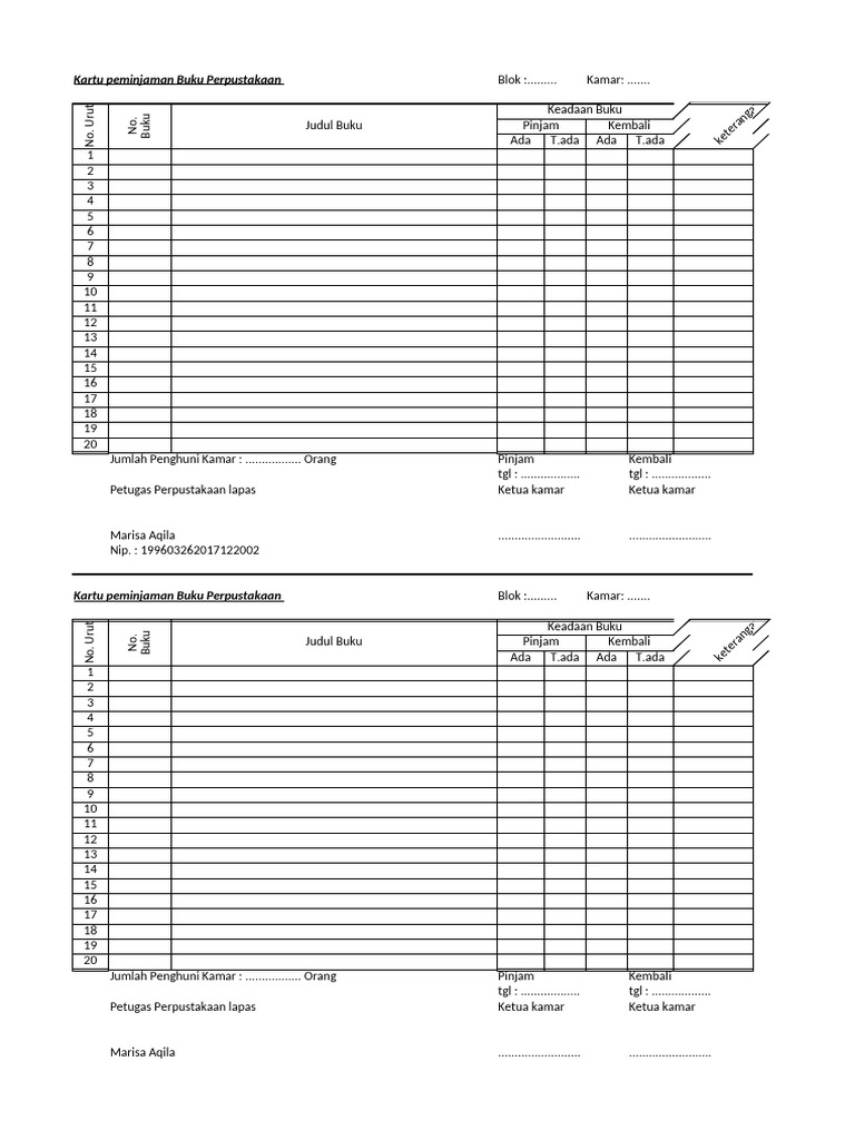 Blangko Kosong Perpustakaan | PDF