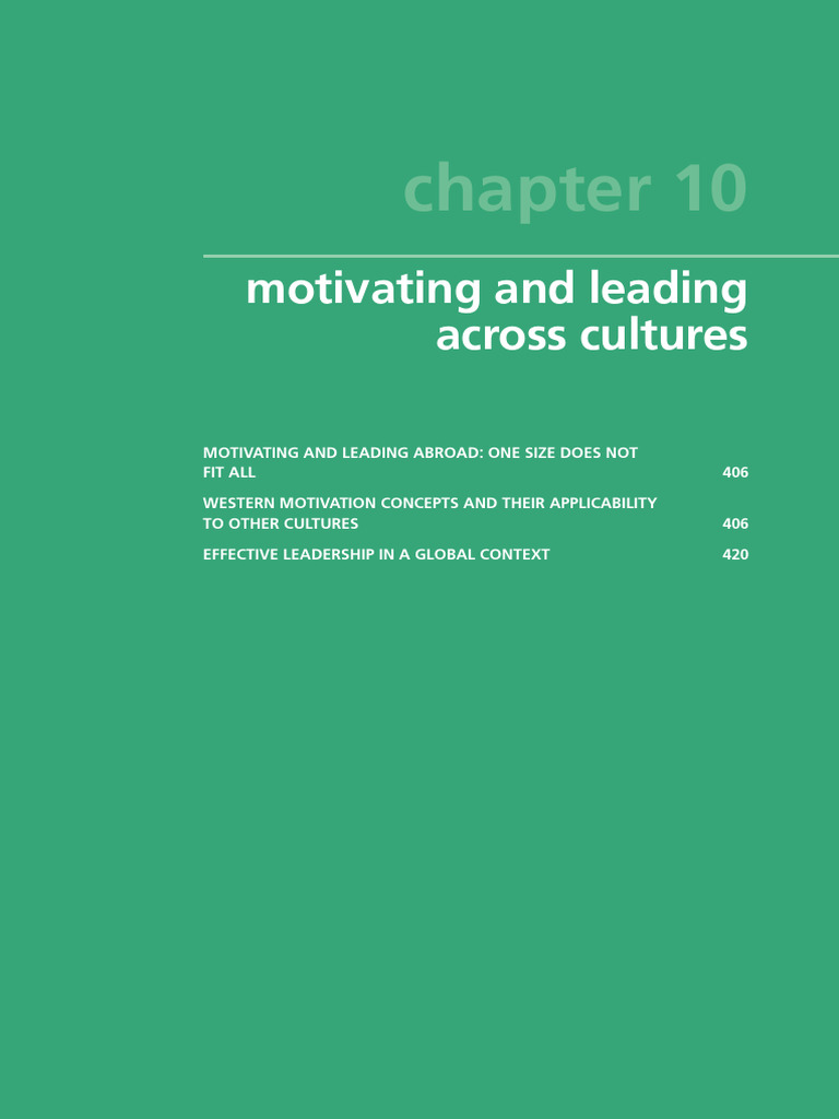 motivating and leading across cultures | PDF | Motivation | Motivational