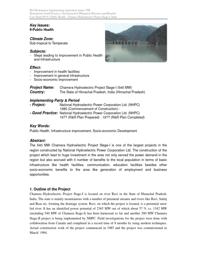 Annex VIII CaseStudy0901 Chamera India | PDF | Hydroelectricity | Earth ...