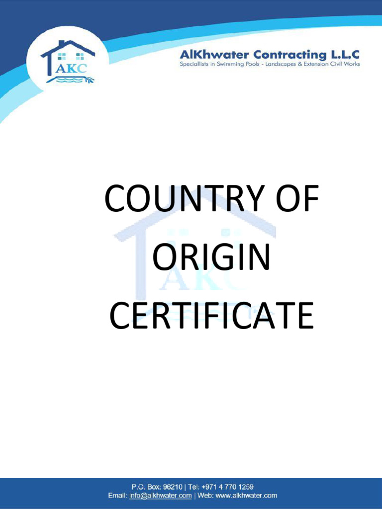 Country of Origin Certificate | PDF