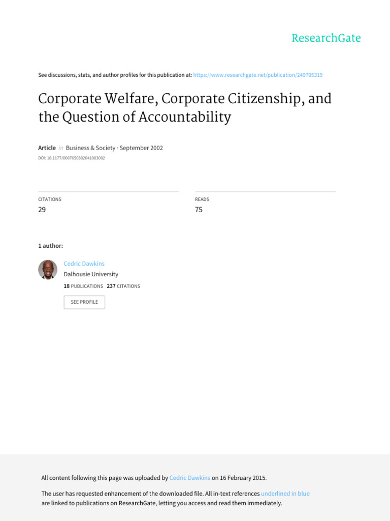 Corporate Welfare and Accountability | PDF | Subsidy | Taxes