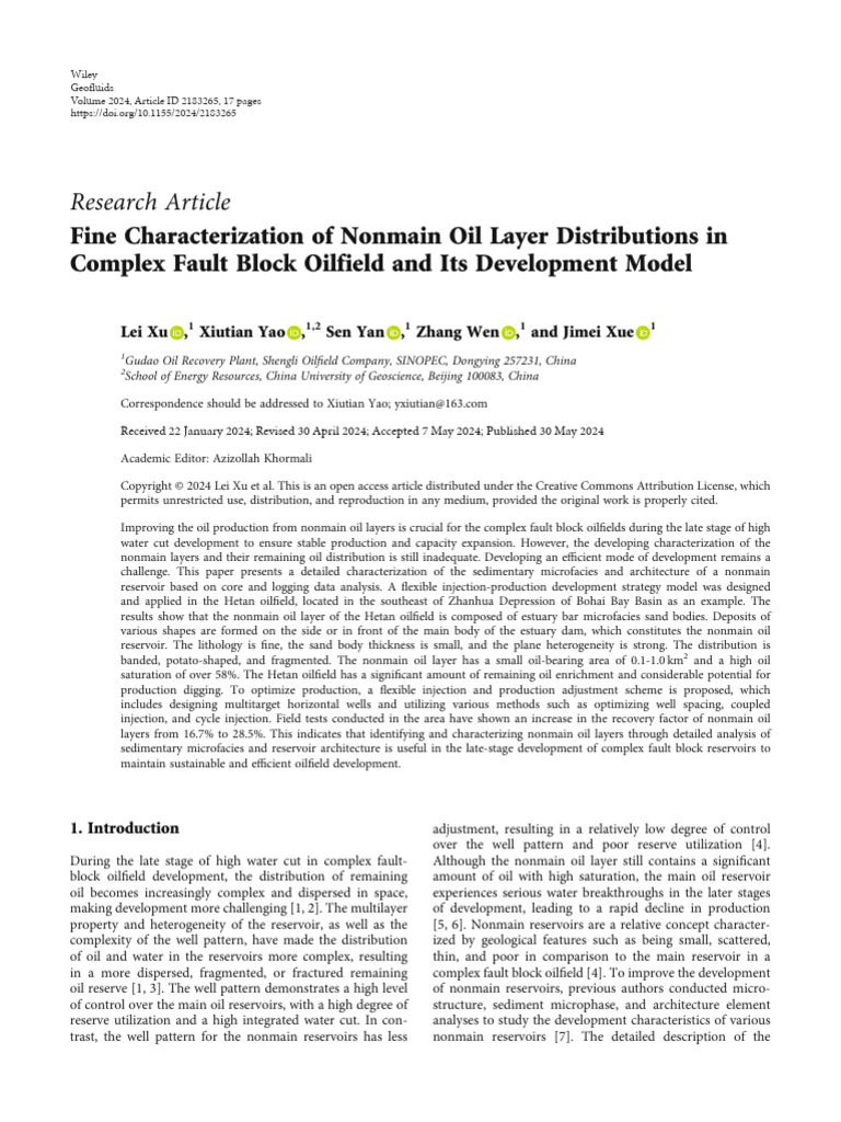 Fine Characterization of Nonmain Oil Layer Distrib | PDF | Petroleum ...