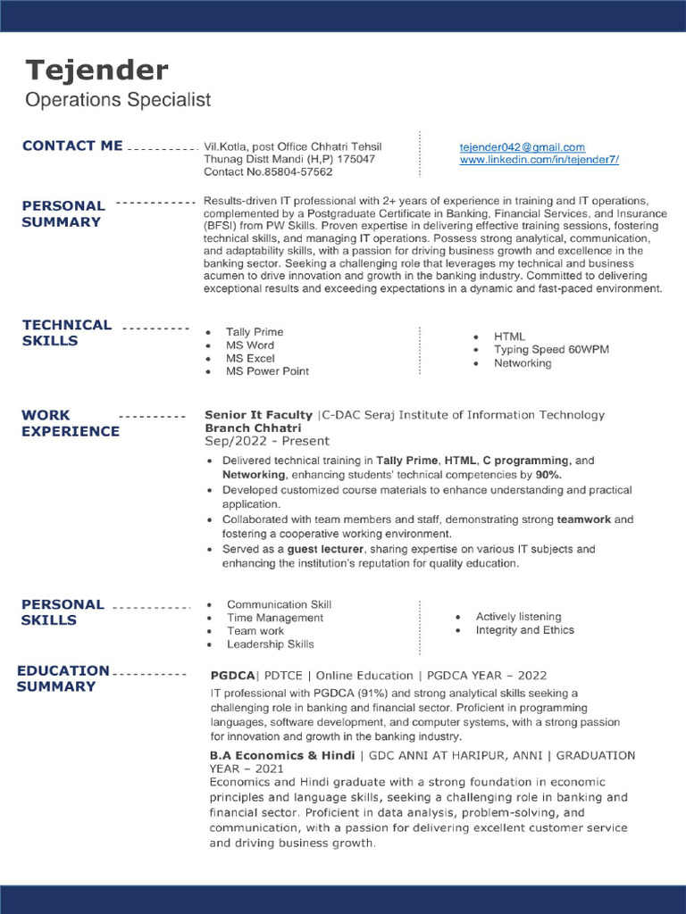 Tejender Sharma Resume - OS | PDF