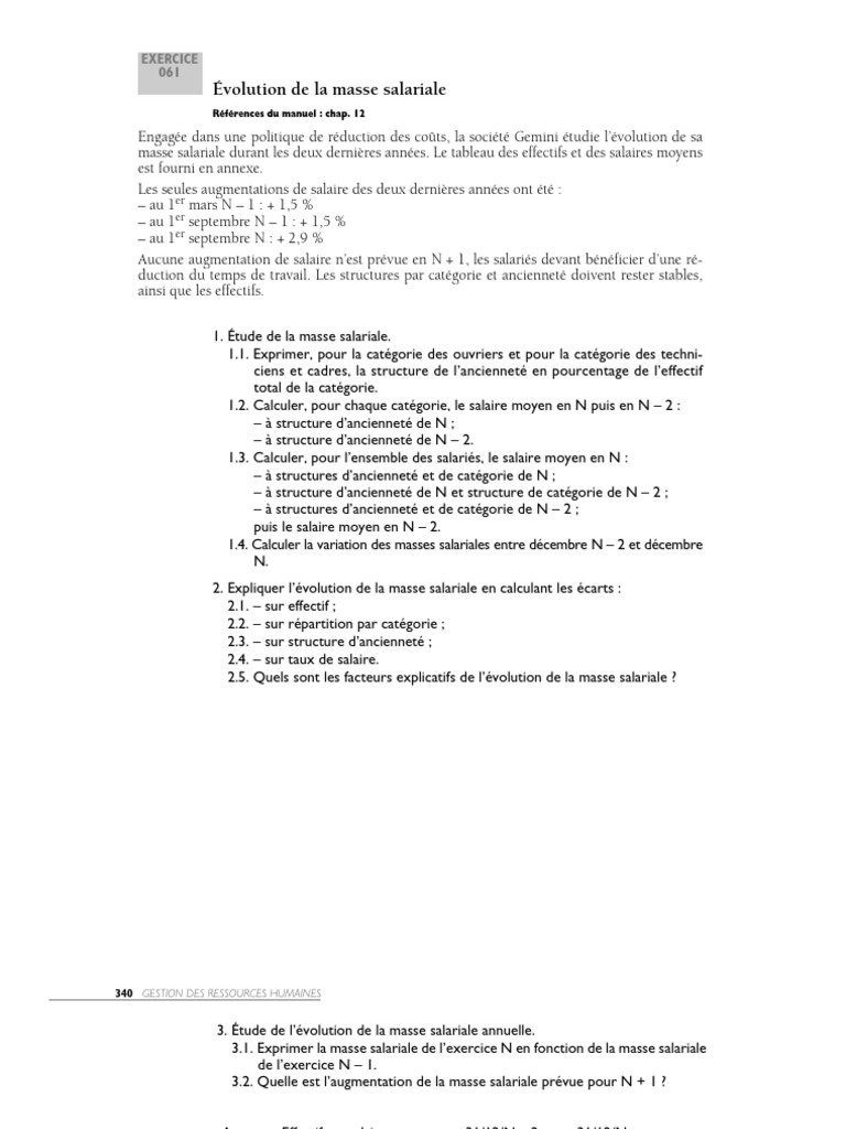 61 Evolution de la masse salariale | PDF | Salaires | Rémunération des ...