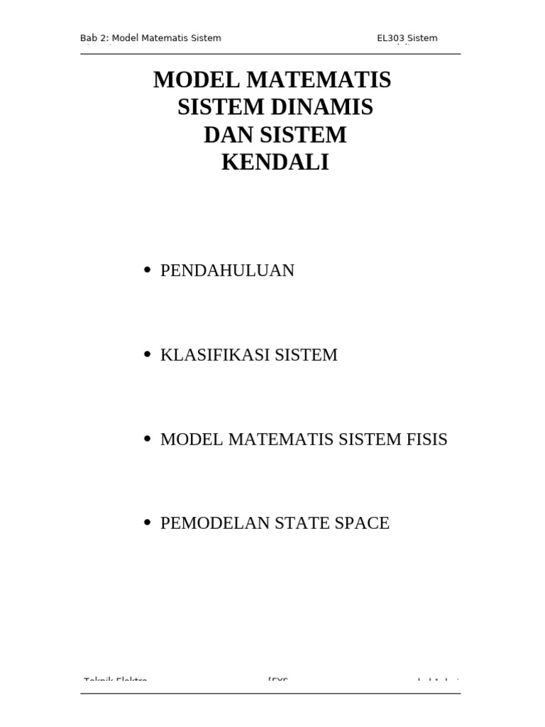 Model Sistem Dinamis Elektro | PDF