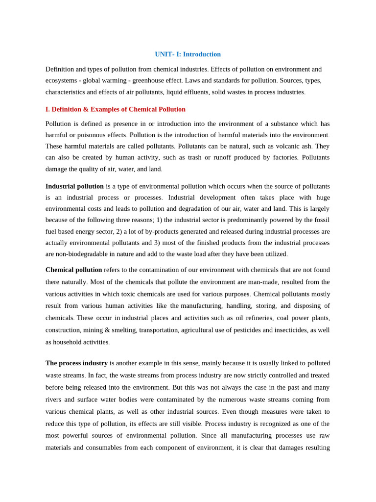IPC UNIT I Course Material | PDF | Climate Change | Greenhouse Gas