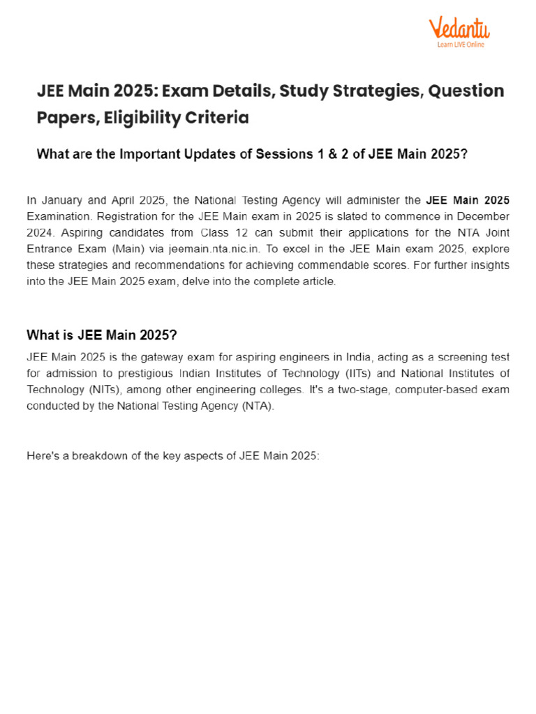 JEE Main 2025_ Exam Details, Study Strategies, Question Papers ...