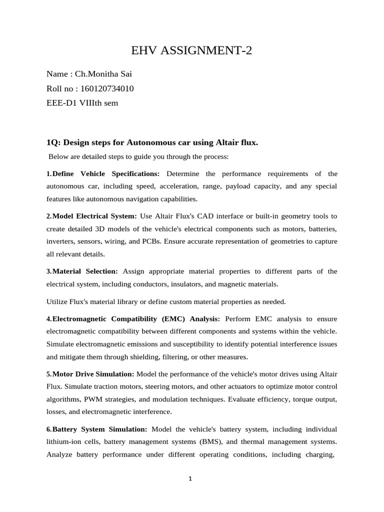 EHV ASSIGNMENT-2-160120734010 | PDF | Electric Motor | Simulation