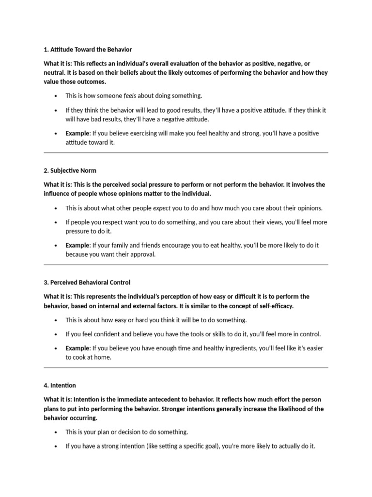 Explanation TPB | PDF | Attitude (Psychology) | Intention