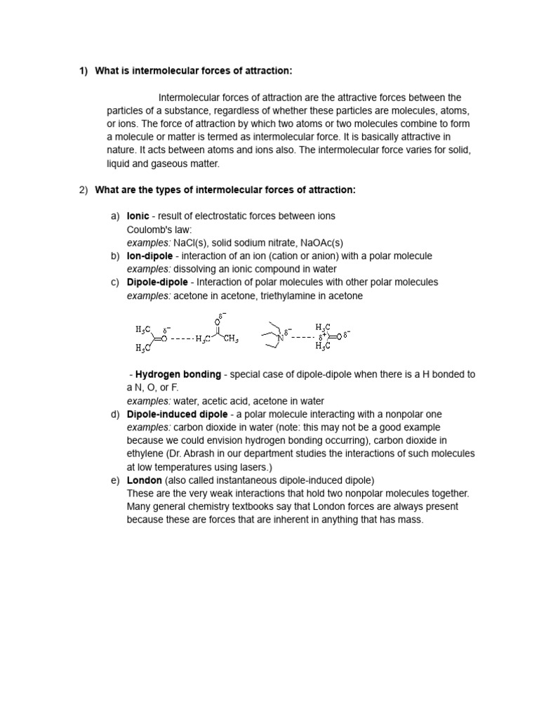 What Is Intermolecular Forces of Attraction | PDF