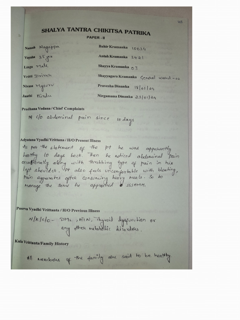 Shalya Long Case - Cholelithiasis | PDF