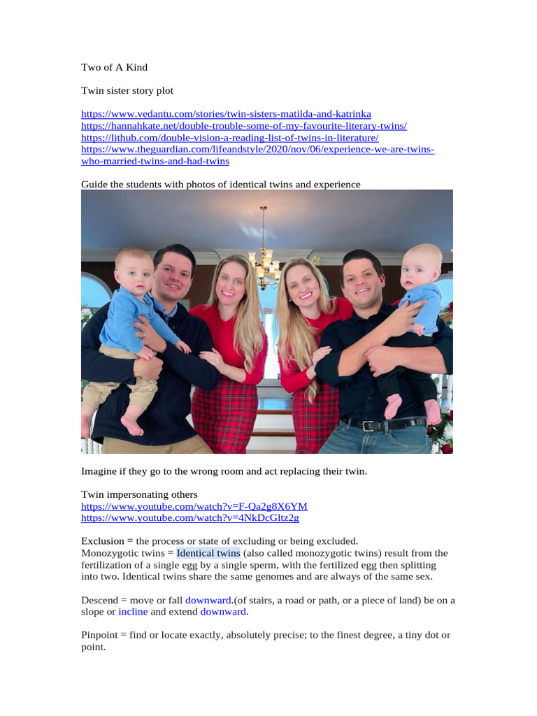 Reading Comprehension Grade 9 Igcse Supporting File Two of A Kind and ...