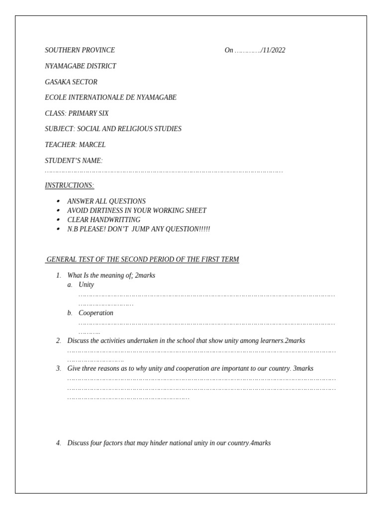 P6 Social Studies Exam Questions | PDF