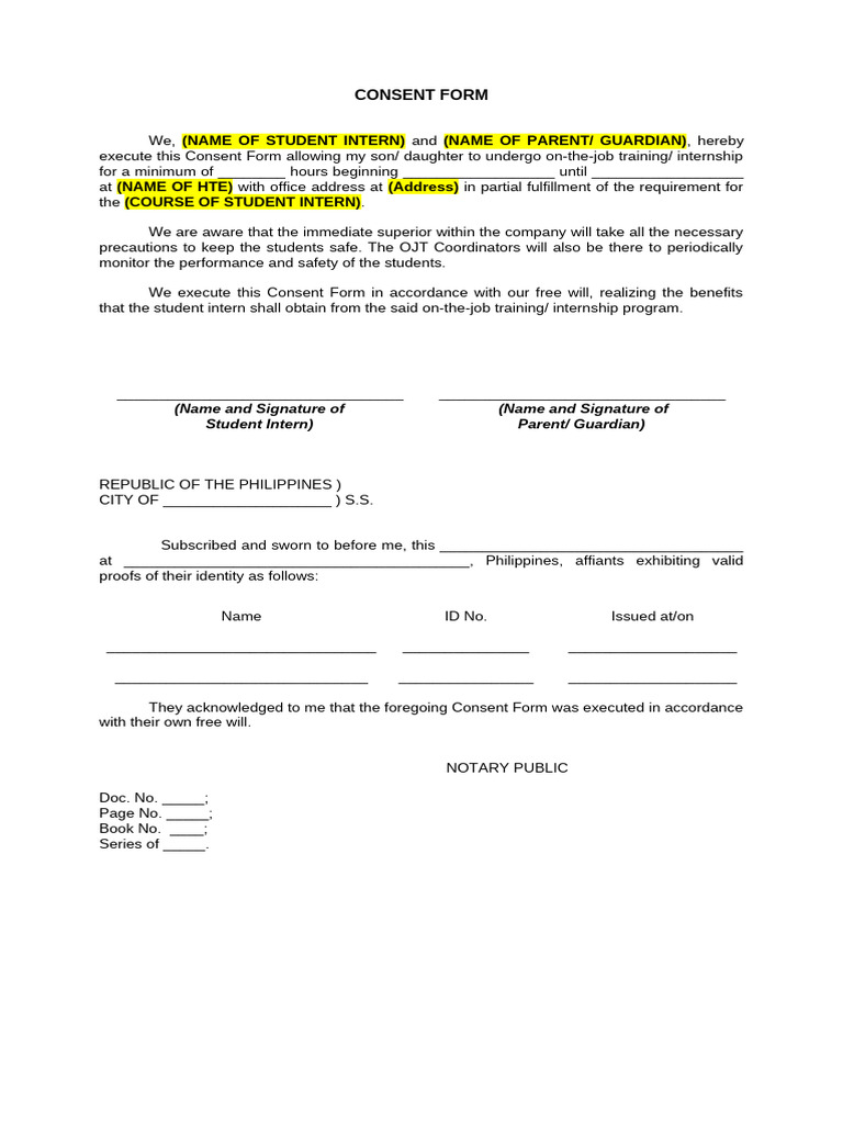 Internship Consent Form | PDF