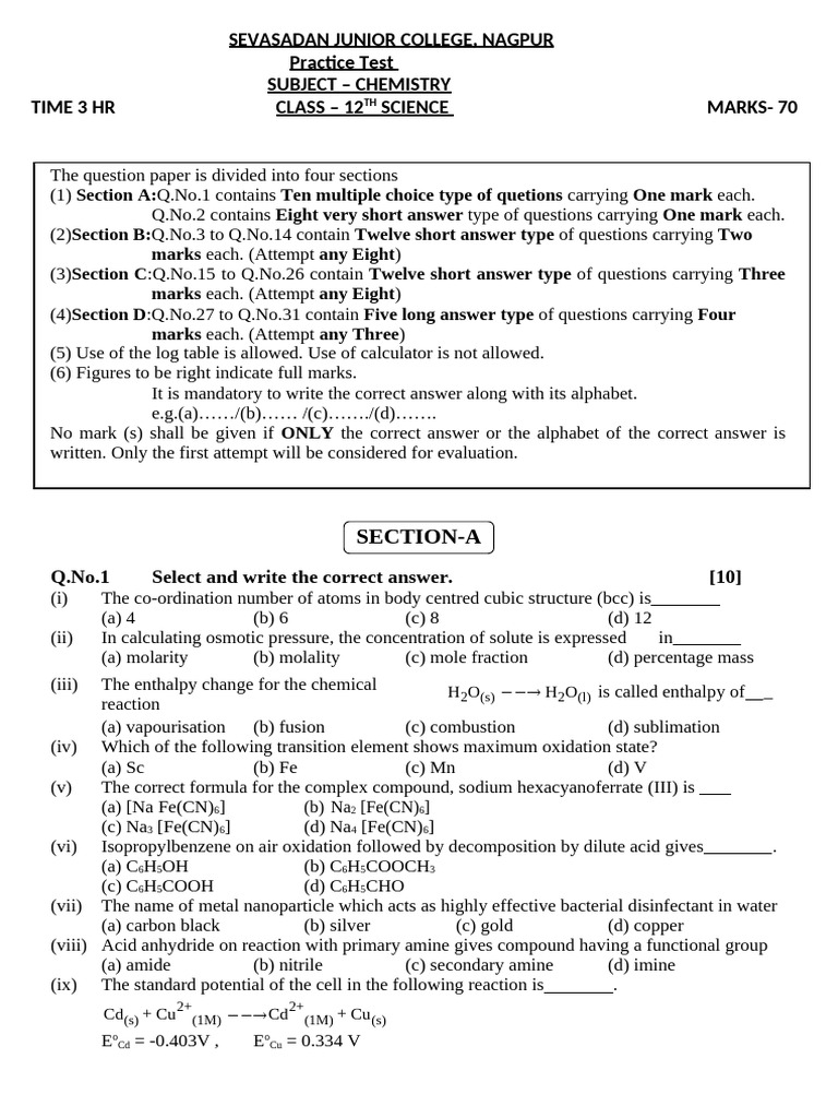 12th OBT | PDF | Chemical Reactions | Ethanol