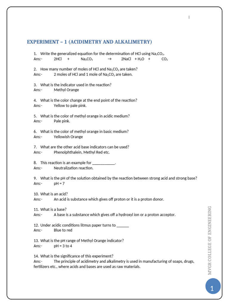 Viva Questions | PDF | Ph | Redox