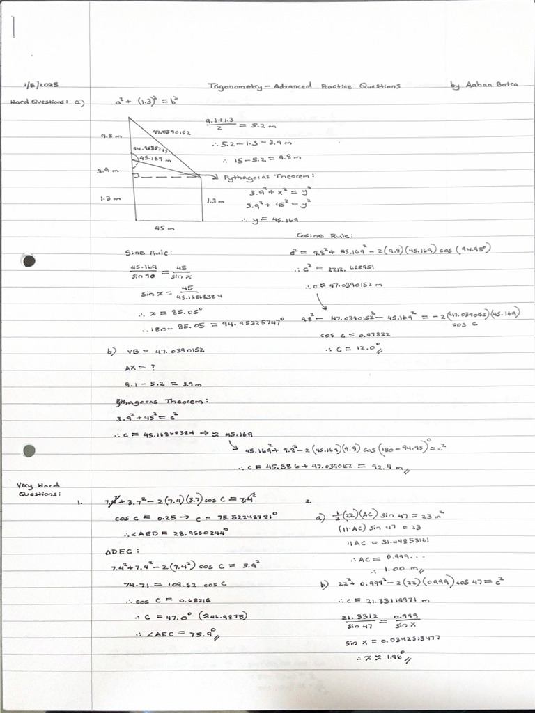 IB AA HL - Practice Questions | PDF