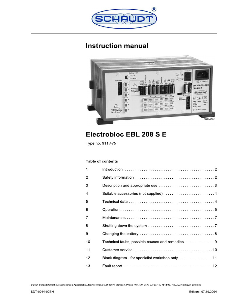 Manual Schaudt Electroblock EBL 208 SE | PDF