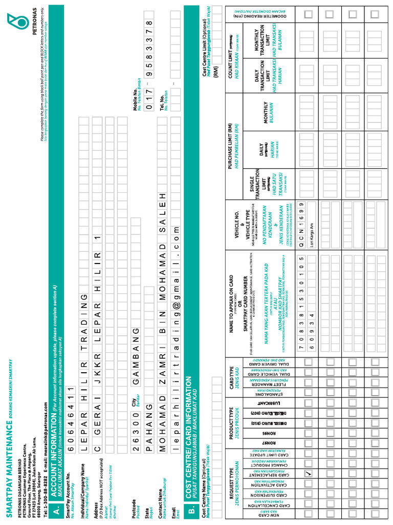 Petronas Form Card Replacement | PDF
