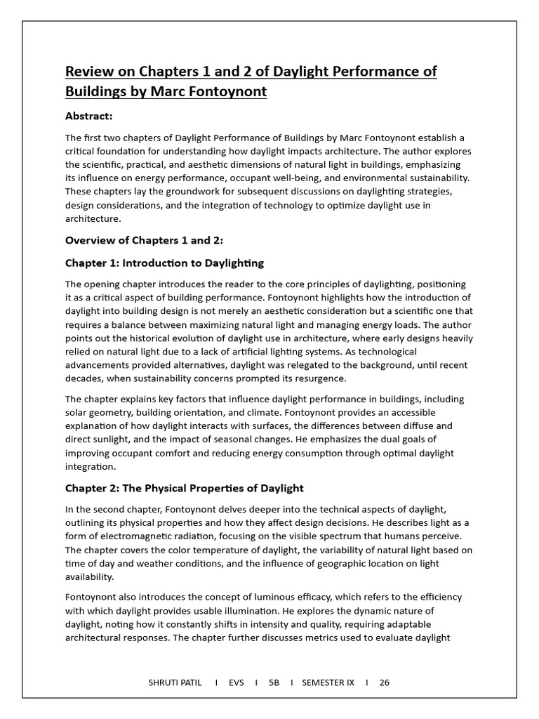 Review On Chapters 1 and 2 of Daylight Performance of Buildings by Marc ...