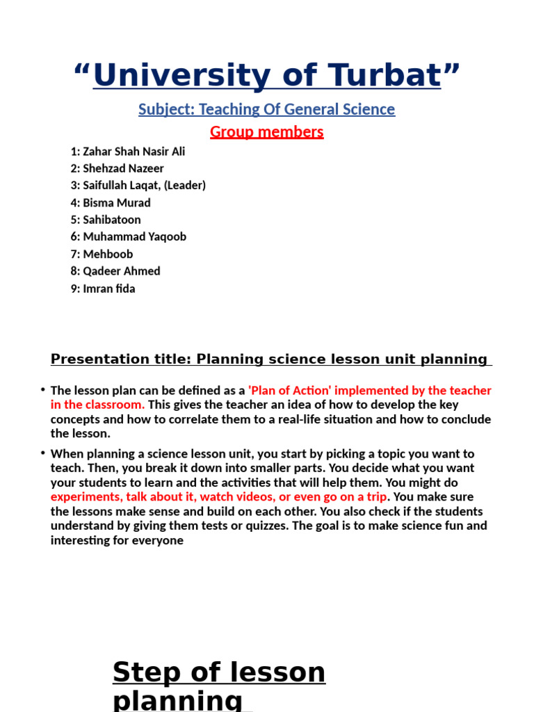 Science Lesson Unit Planning Guide | PDF | Learning | Lesson Plan