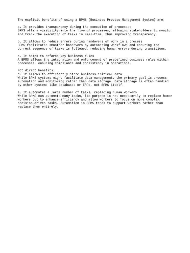 BPMS Benefits for Business Efficiency | PDF