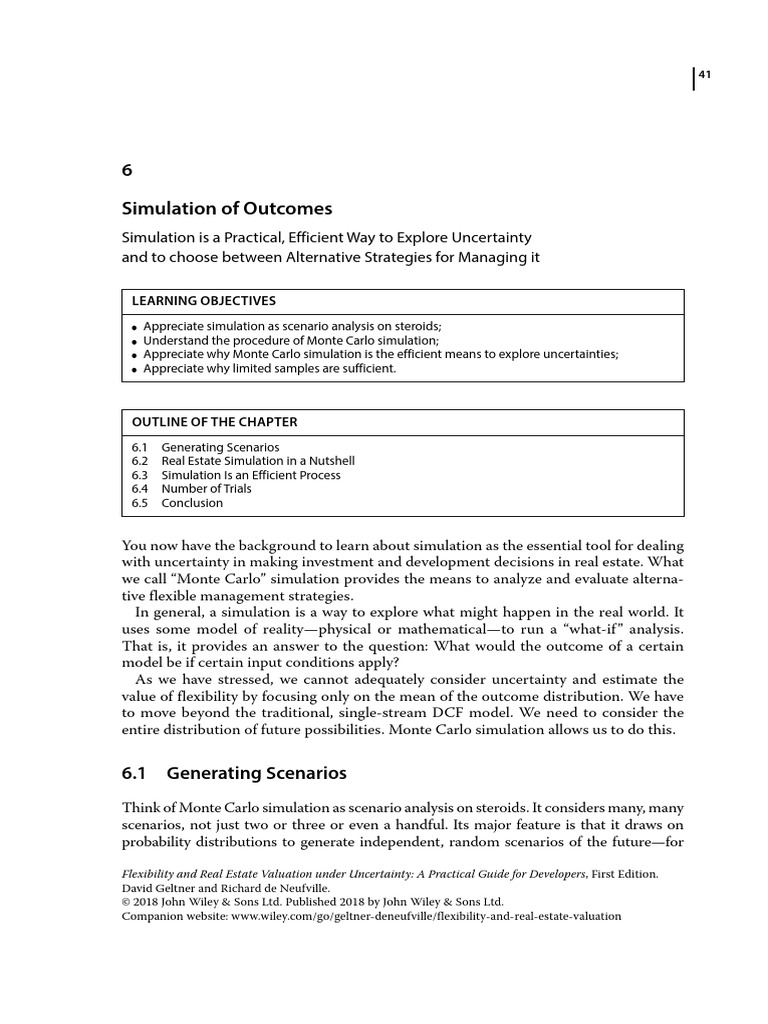 Flexibility and Real Estate Valuation Under Uncert... - (Chapter 6 Simulation of Outcomes ...
