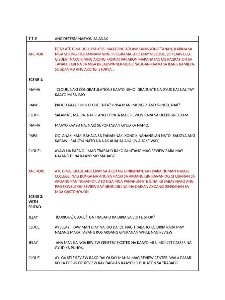 Ang Determinasyon Sa Anak | PDF
