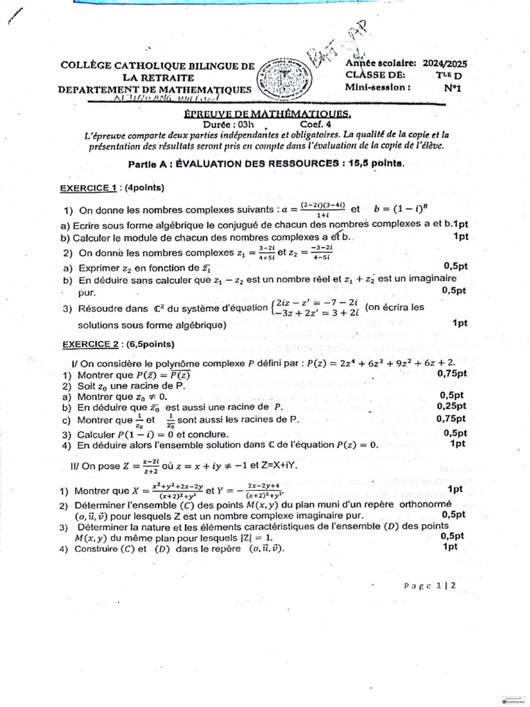 Maths Tle D & Ti Zone 1 | PDF