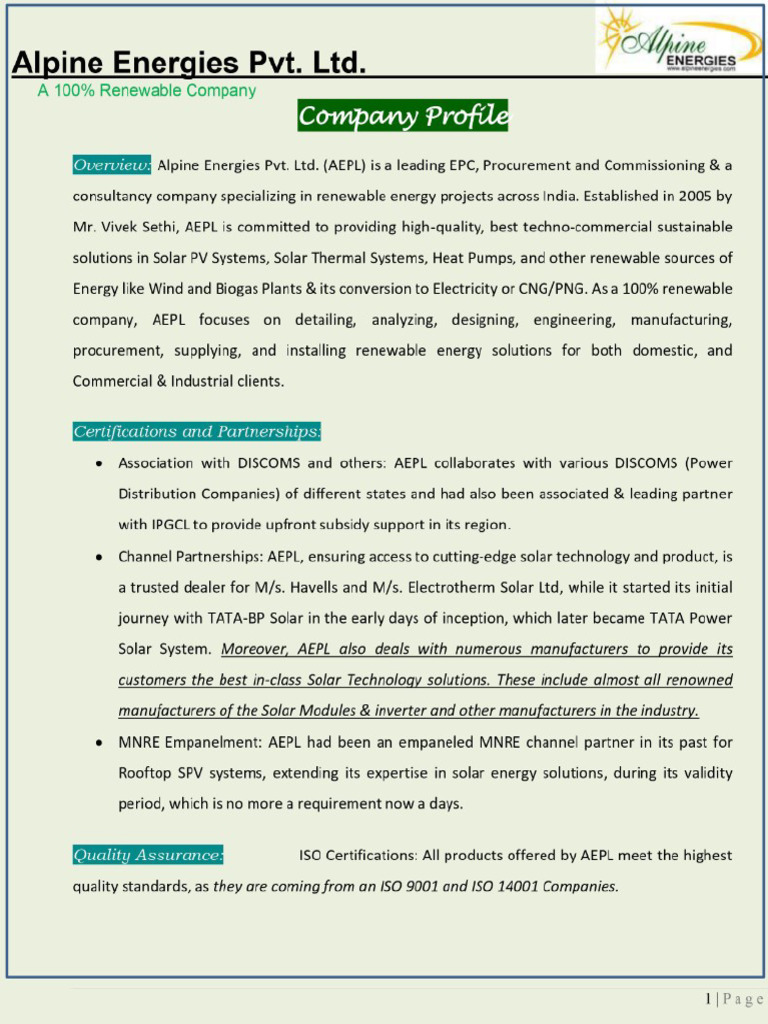 AEPL Company Profile r24 | PDF