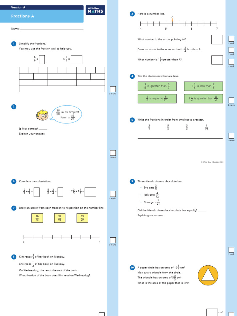 Fraction Simplification and Comparison Exercises | PDF | Elementary ...