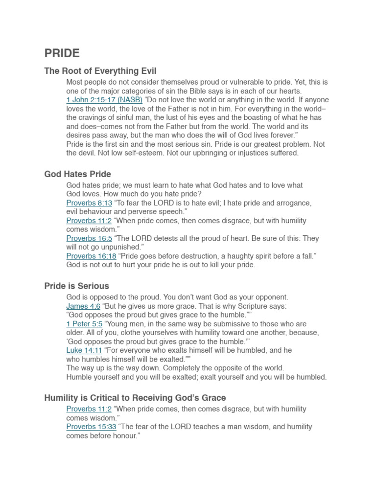 Understanding the Sin of Pride | PDF | Humility | Pride