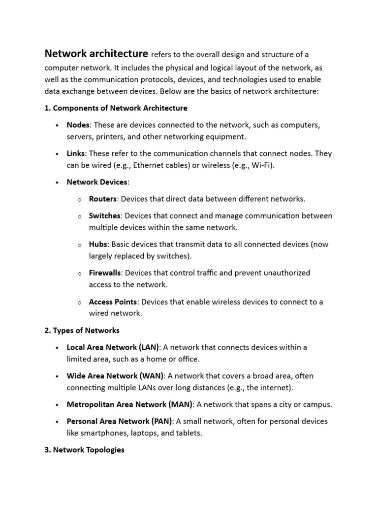Network architecture refers to the overall design and structure of a ... Network architecture refers to the overall design and structure of a ...