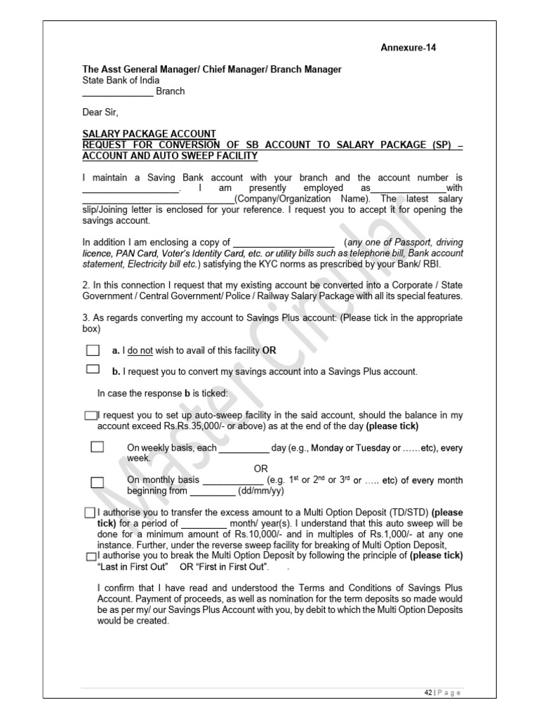 Salary Account Conversion Form | PDF | Banks | Salary