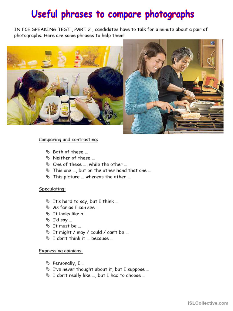 FCE Speaking Test: Photo Comparison Tips | PDF