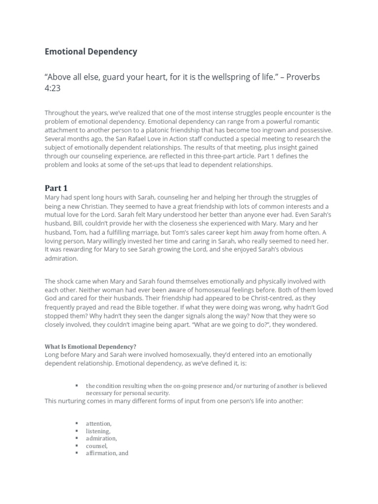 Understanding Emotional Dependency | PDF | Love | Forgiveness