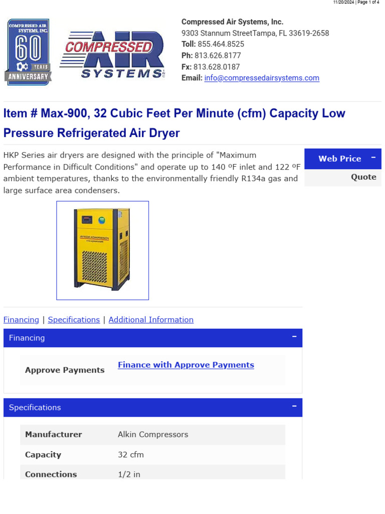 Max 900 32CubicFeetPerMinute (CFM ...